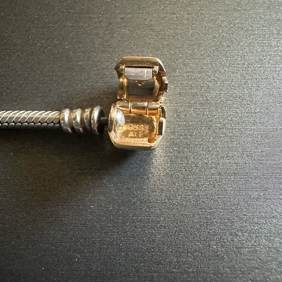 Pandora | Jewelry | Pandora Sterling Silver Bracelet With 4k Gold Snap ...